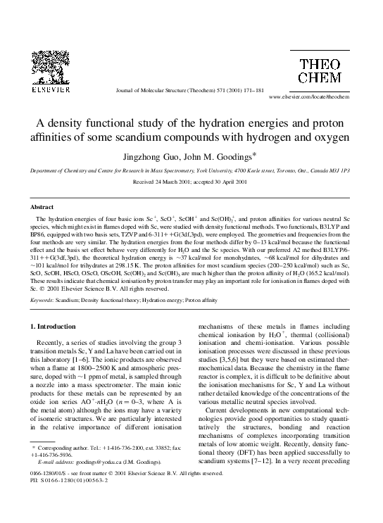 (PDF) Hydration Energies and Proton Affinities of Sc