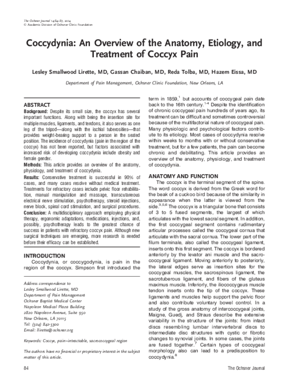 (PDF) Coccydynia: an overview of the anatomy, etiology, and treatment ...