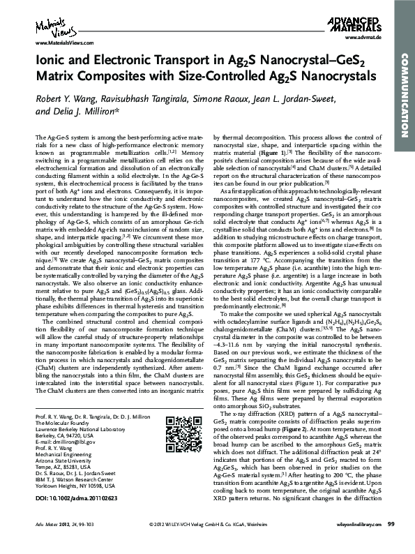 (PDF) Ionic and Electronic Transport in Ag2S Nanocrystal-GeS2 Matrix ...
