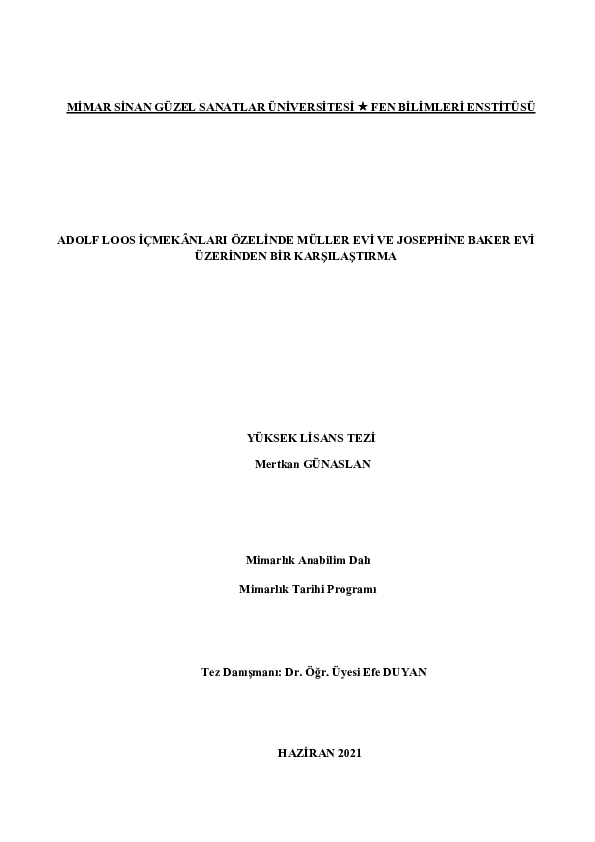 (PDF) ADOLF LOOS İÇMEKÂNLARI ÖZELİNDE MÜLLER EVİ VE JOSEPHİNE BAKER EVİ ...