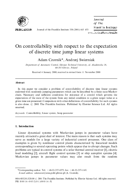 (PDF) On controllability with respect to the expectation of discrete ...