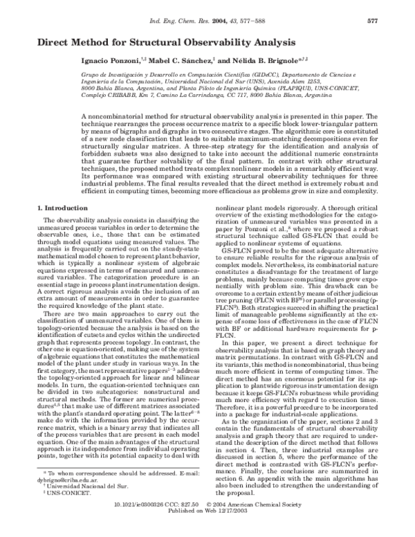 (PDF) Direct Method for Structural Observability Analysis | Mabel Sanchez - Academia.edu
