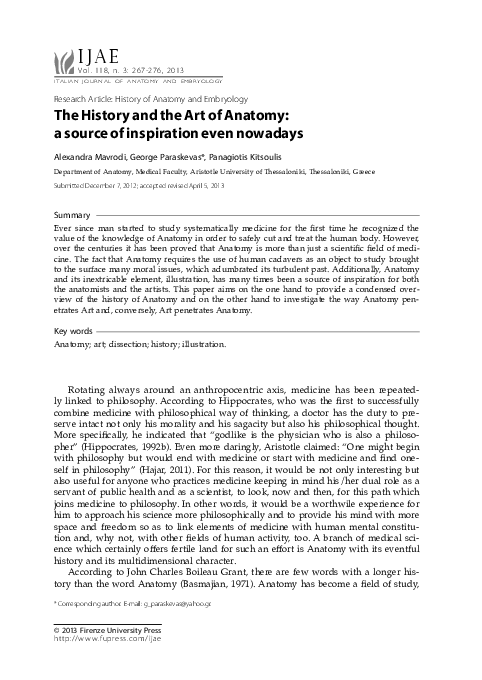(PDF) The history and the art of anatomy: a source of inspiration even ...
