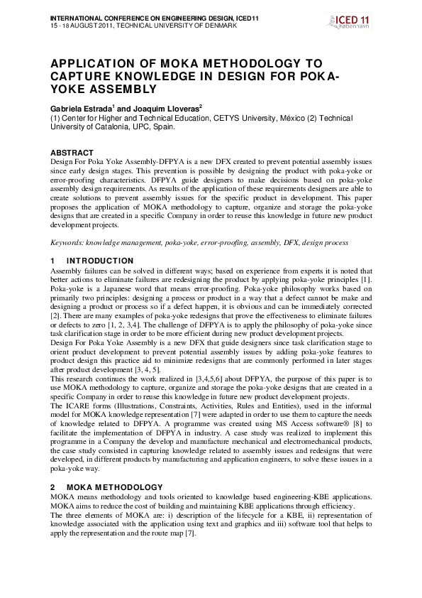 (PDF) Application of Moka Methodology to Capture Knowledge in Design ...