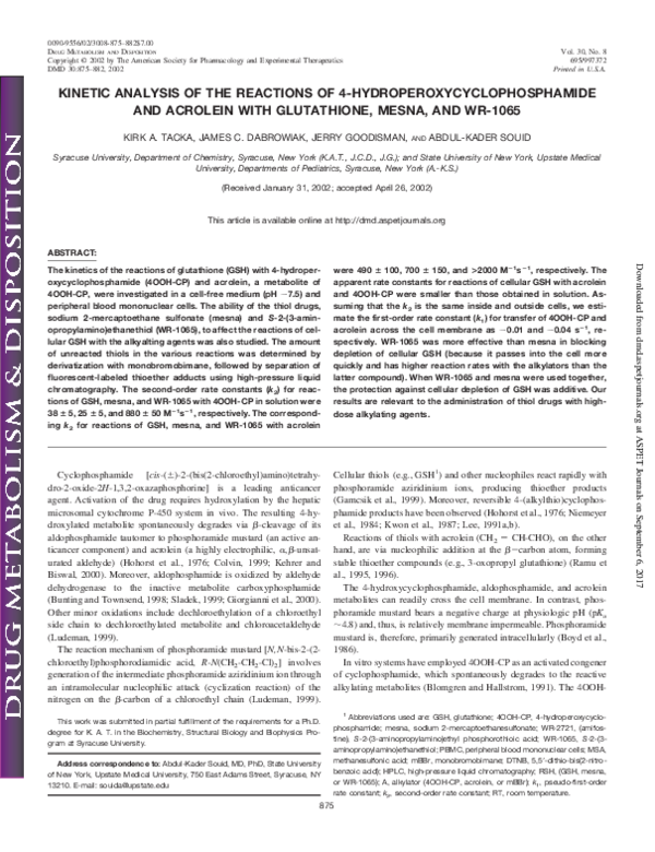 (PDF) Kinetic Analysis of the Reactions of 4 ...