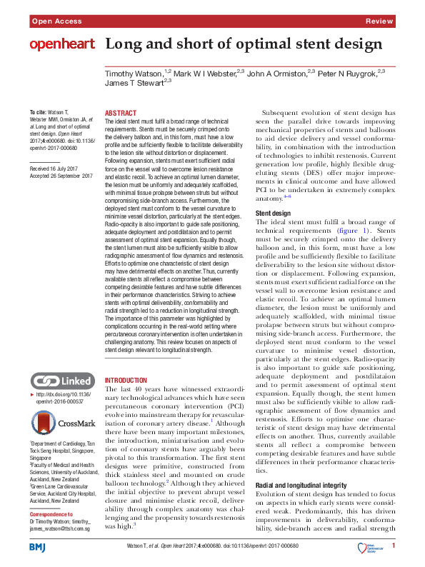 (PDF) Long and short of optimal stent design