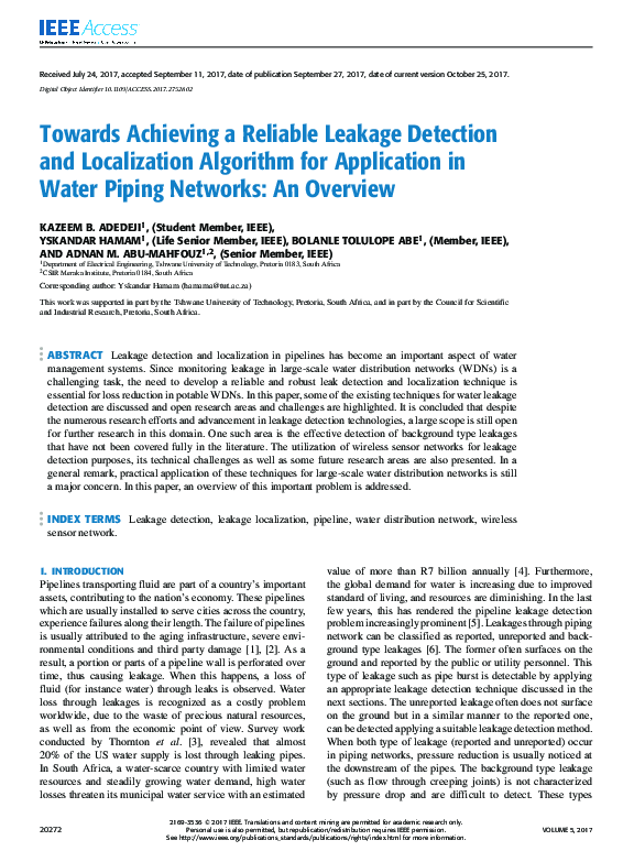 Pdf Towards Achieving A Reliable Leakage Detection And Localization Algorithm For Application