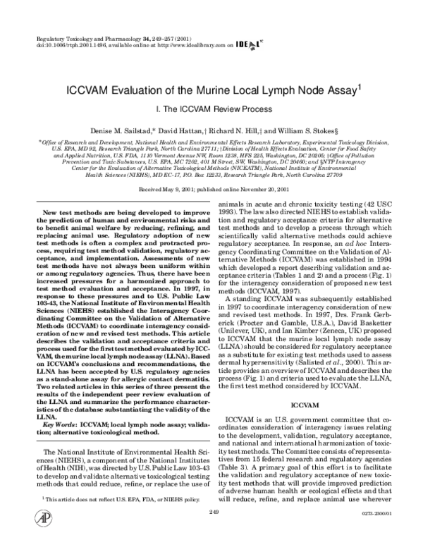 (PDF) ICCVAM Evaluation of the Murine Local Lymph Node Assay