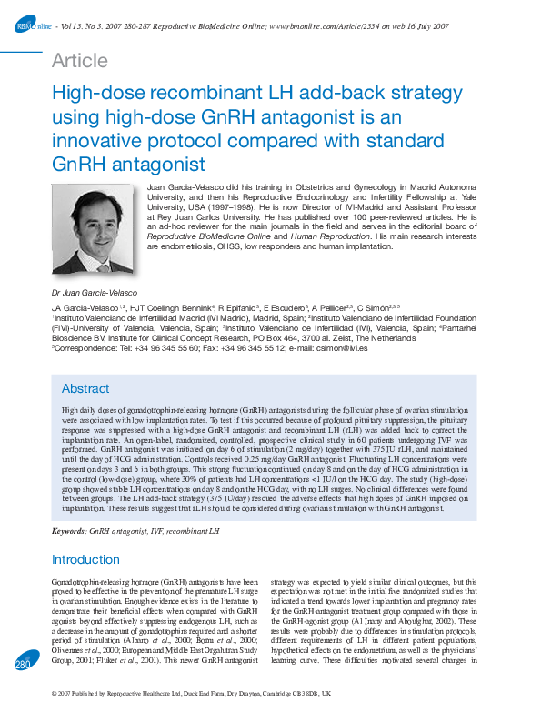 (PDF) High-dose recombinant LH add-back strategy using high-dose GnRH ...