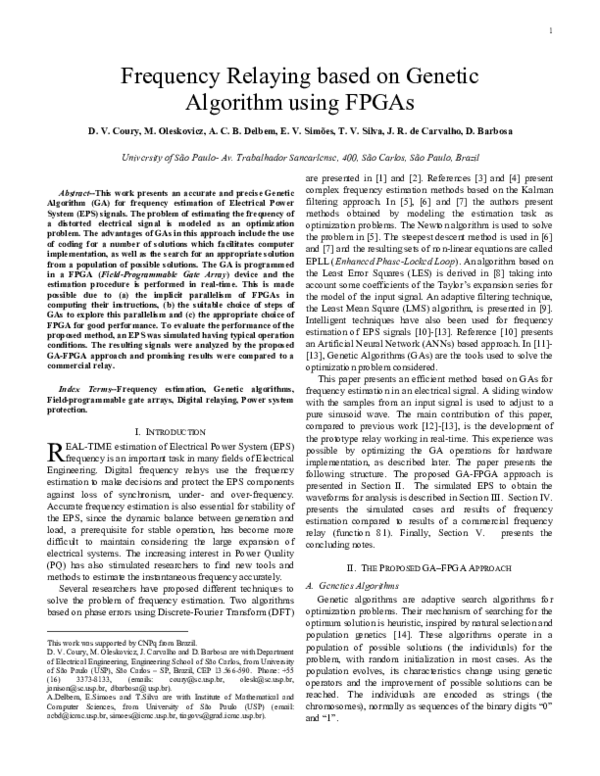 (PDF) A genetic based algorithm for frequency relaying using FPGAs