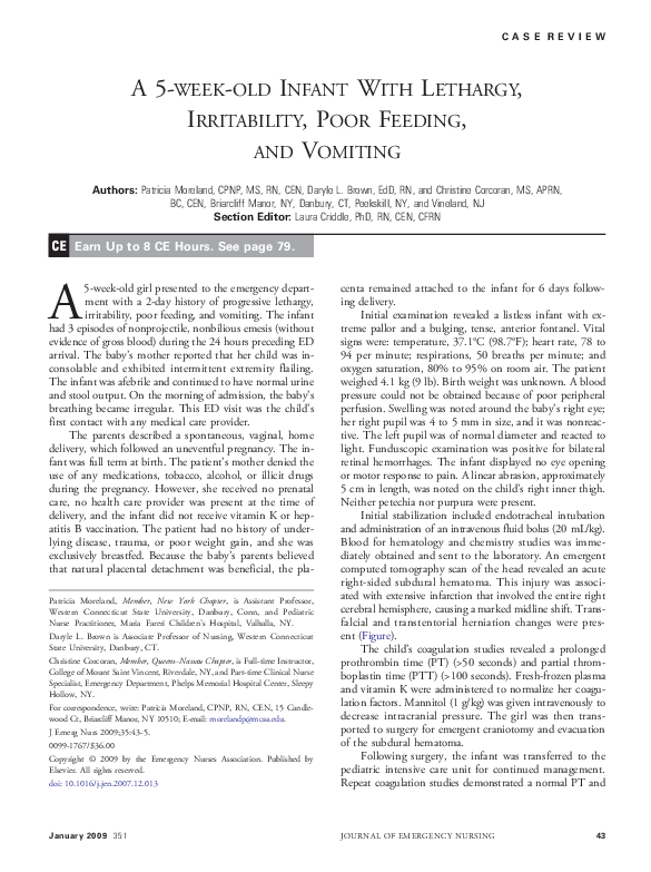 (PDF) A 5-week-old Infant With Lethargy, Irritability, Poor Feeding ...