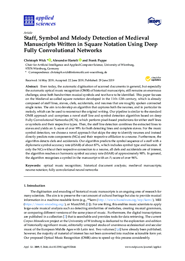 (PDF) Staff, Symbol and Melody Detection of Medieval Manuscripts Written in Square Notation ...