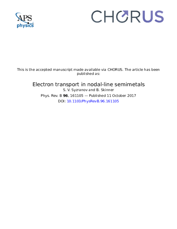 (PDF) Electron transport in nodal-line semimetals
