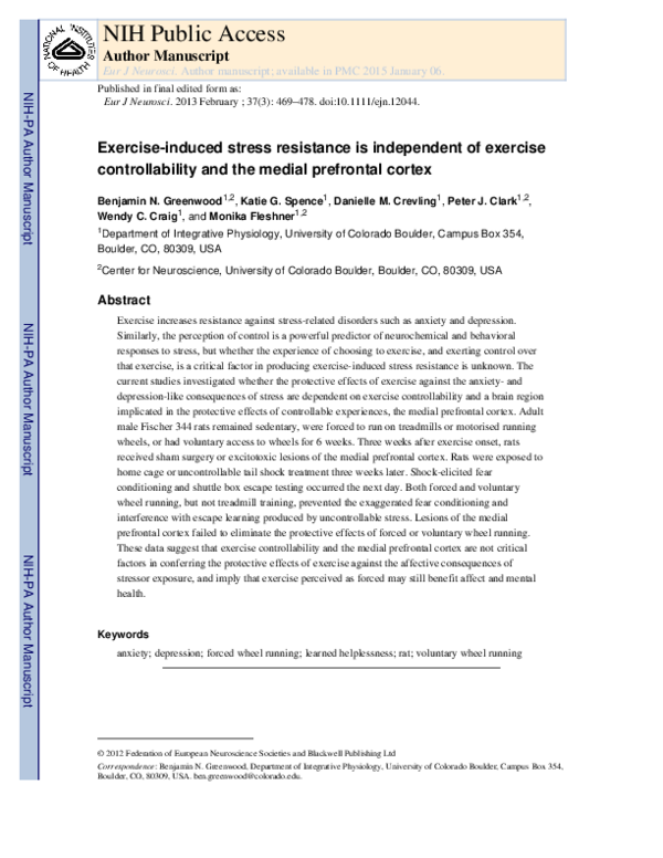 (PDF) Exercise-induced stress resistance is independent of exercise ...