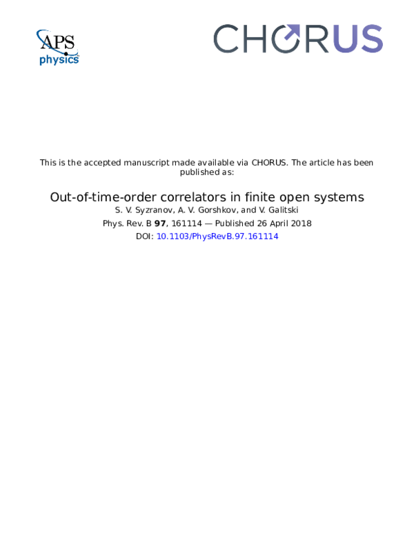 Pdf Out Of Time Order Correlators In Finite Open Systems