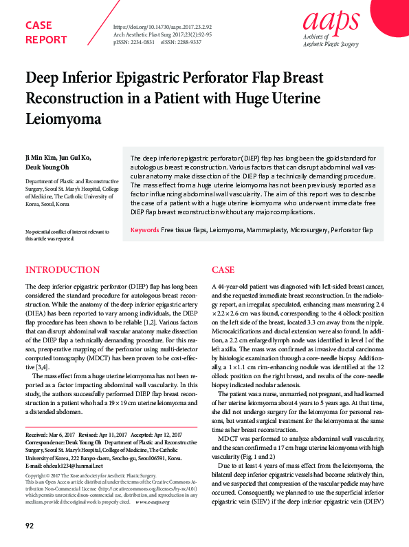 (PDF) Deep Inferior Epigastric Perforator Flap Breast Reconstruction | Frank J . DellaCroce ...