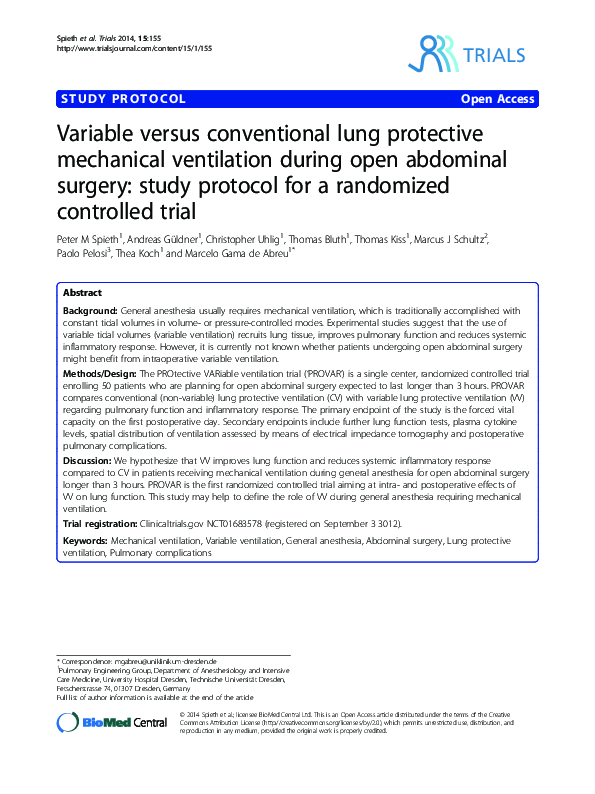 (PDF) Variable versus conventional lung protective mechanical ...
