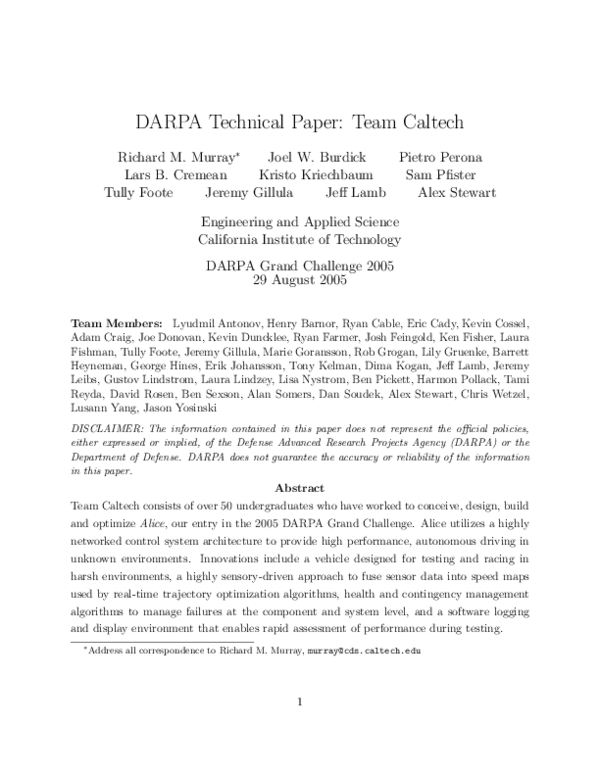 (PDF) DARPA Technical Paper: Team Caltech