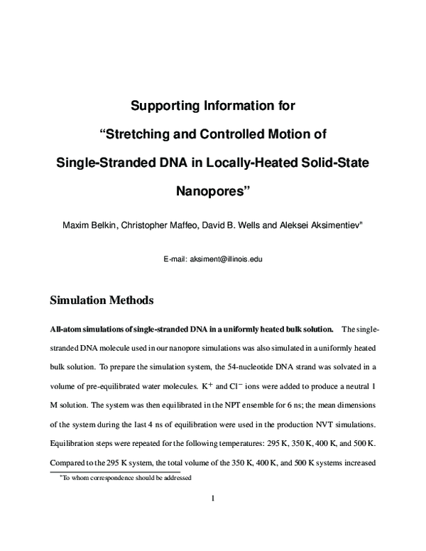 (PDF) Stretching and Controlled Motion of Single-Stranded DNA in ...