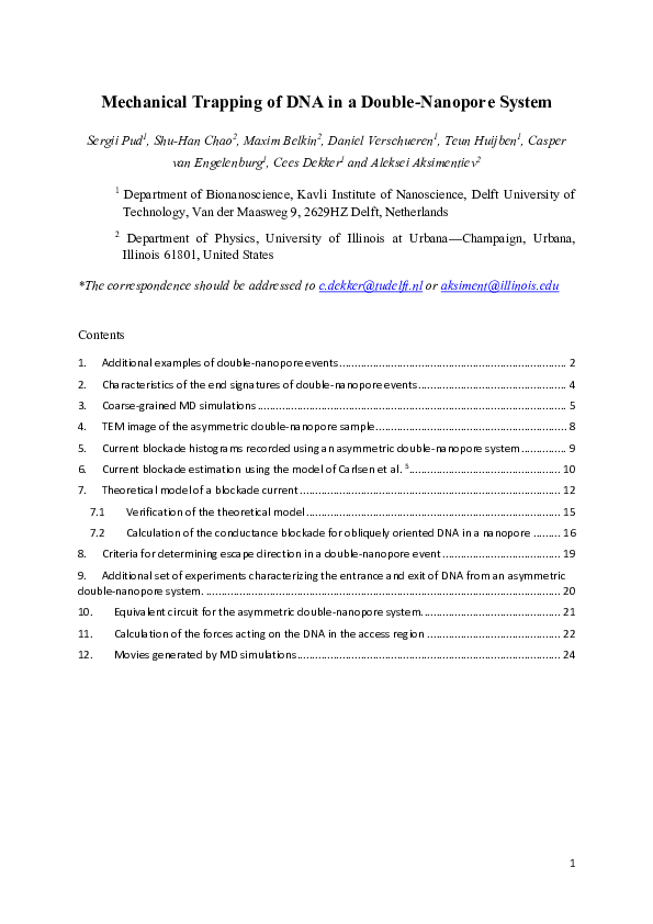 (PDF) Mechanical Trapping of DNA in a Double-Nanopore System | Maxim ...
