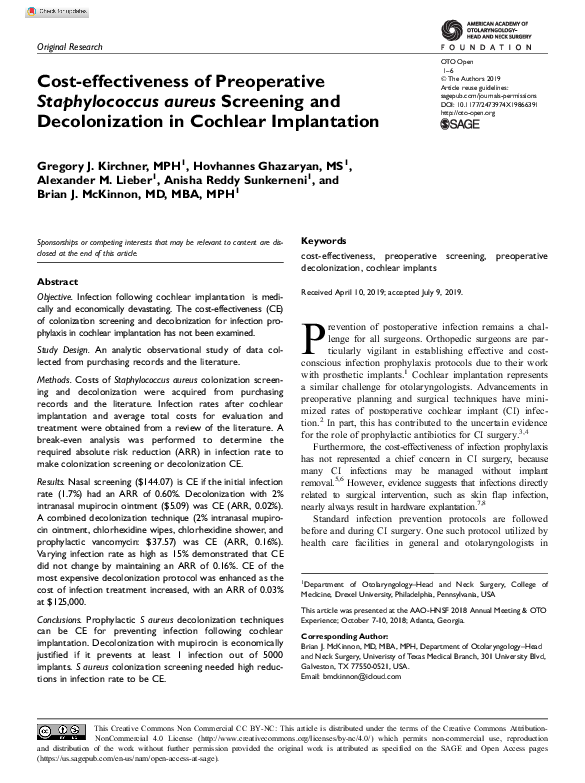 (PDF) The Cost-Effectiveness of Preoperative Staphylococcus aureus ...