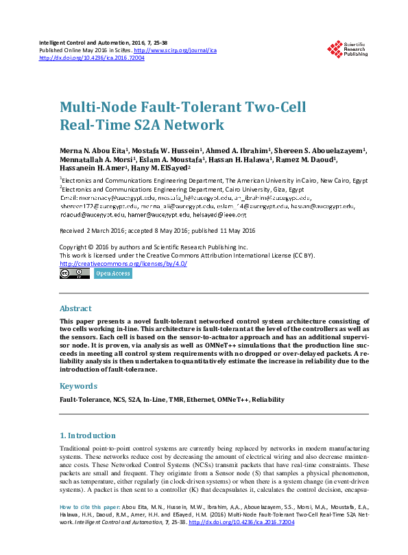 (PDF) Multi-Node Fault-Tolerant Two-Cell Real-Time S2A Network
