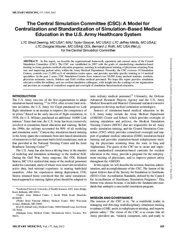 (PDF) The Central Simulation Committee (CSC): A Model for ...