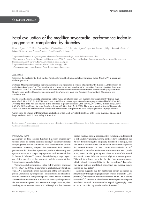 (PDF) Fetal evaluation of the modified-myocardial performance index in ...