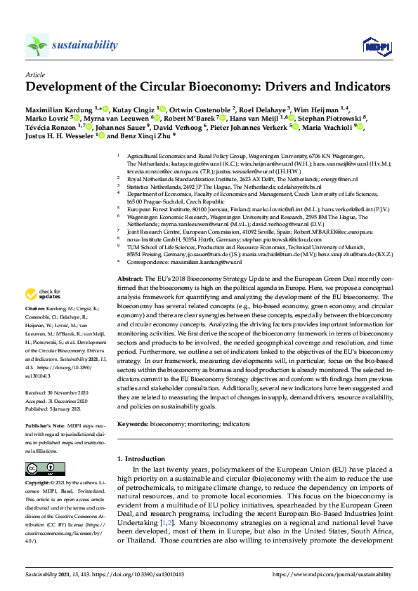 (PDF) Development of the Circular Bioeconomy: Drivers and Indicators