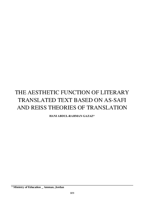 (PDF) The Aesthetic Function of Literary Translated Text Based on As ...