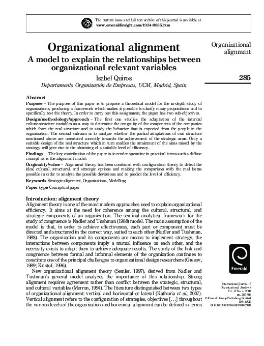 (PDF) Organizational alignment