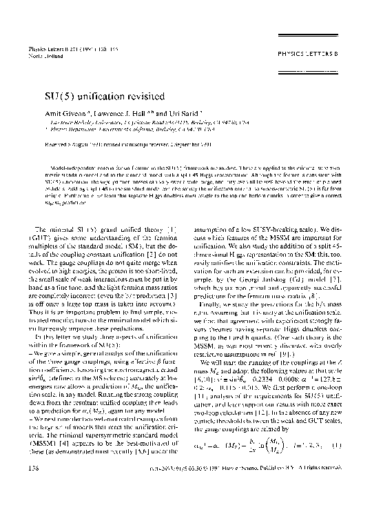 (PDF) SU (5) unification revisited