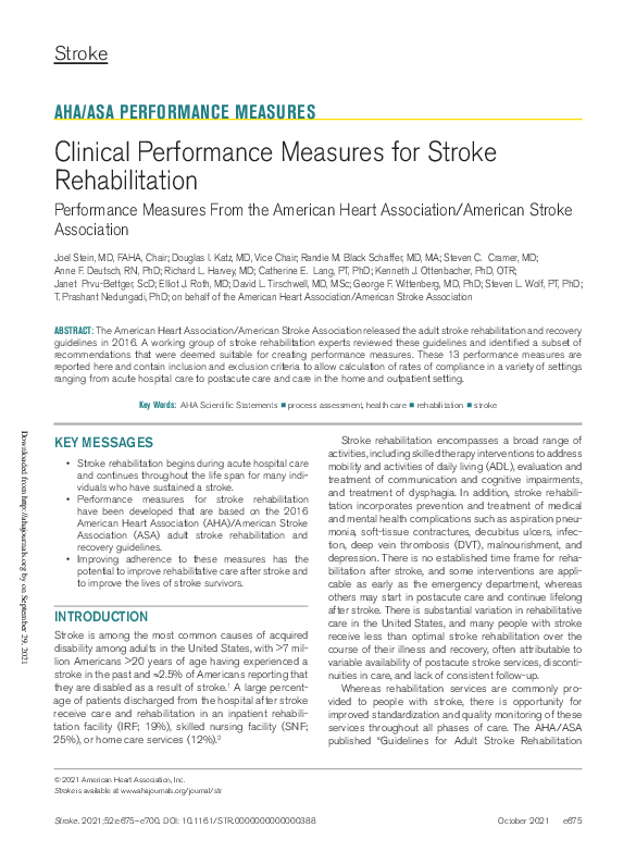 (PDF) Clinical Performance Measures for Stroke Rehabilitation ...