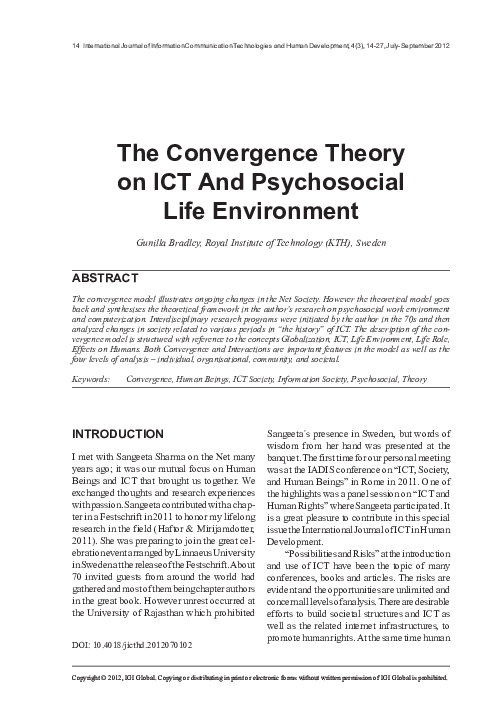 (PDF) The Convergence Theory on ICT and Psychosocial Life Environment