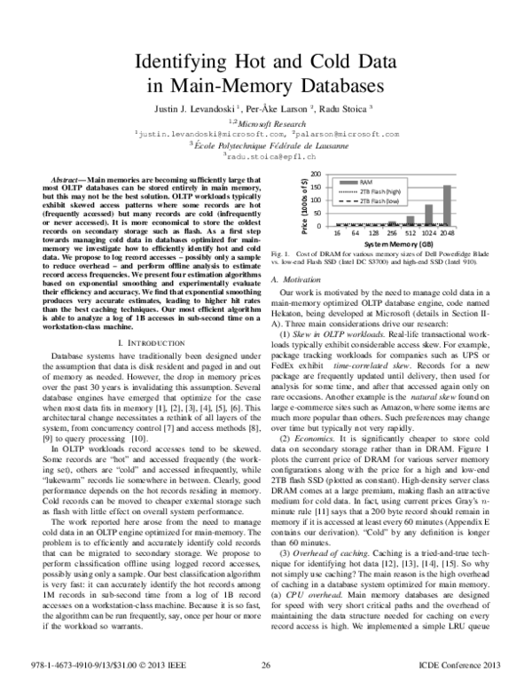 (PDF) Identifying hot and cold data in main-memory databases