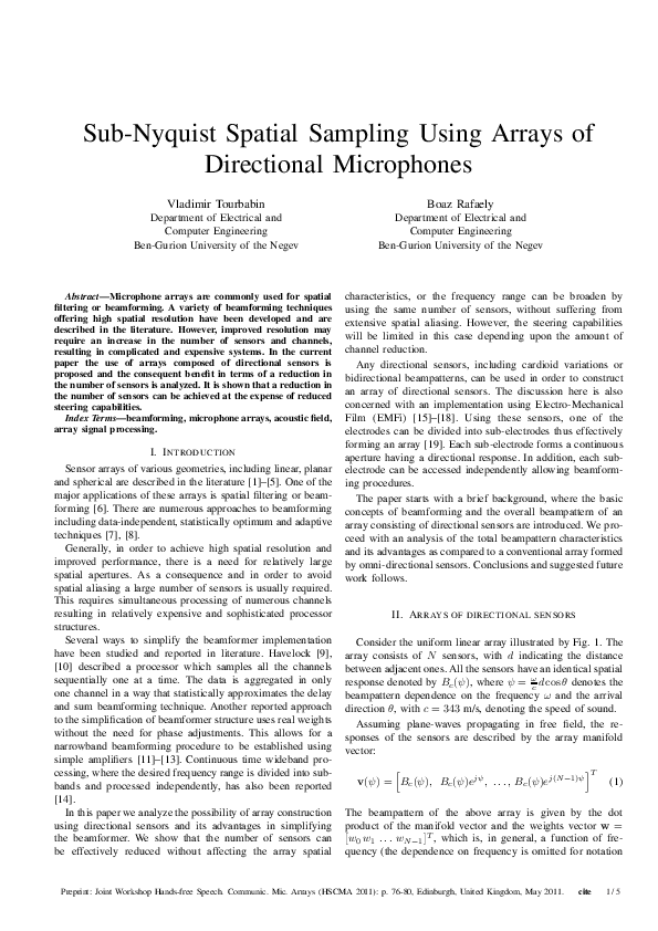 Sub-Nyquist spatial sampling using arrays of directional microphones