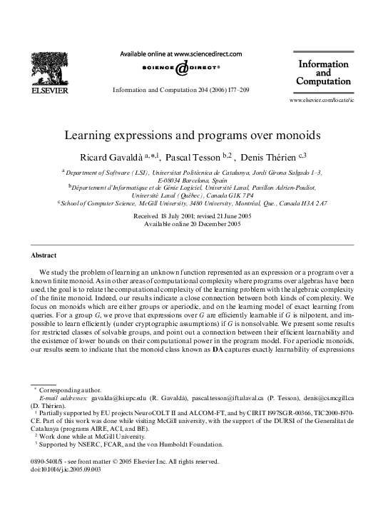 (PDF) Learning expressions and programs over monoids