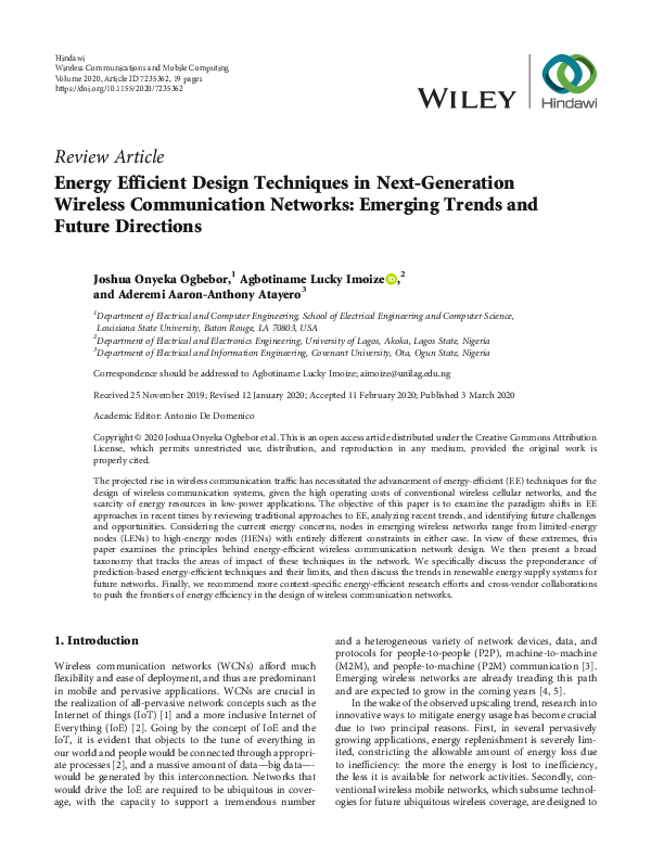 (PDF) Energy Efficient Design Techniques in Next-Generation Wireless ...