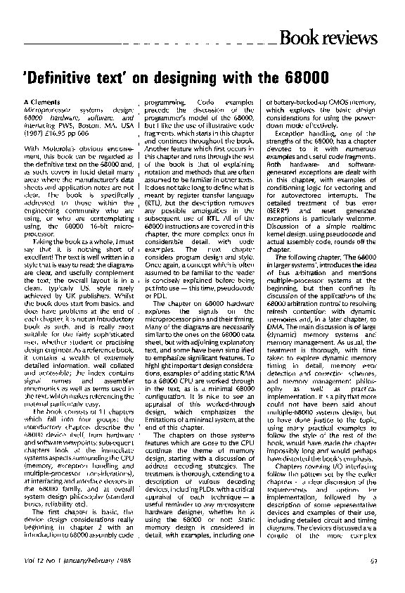(PDF) Microprocessor systems design: 68000 hardware, software, and interfacing
