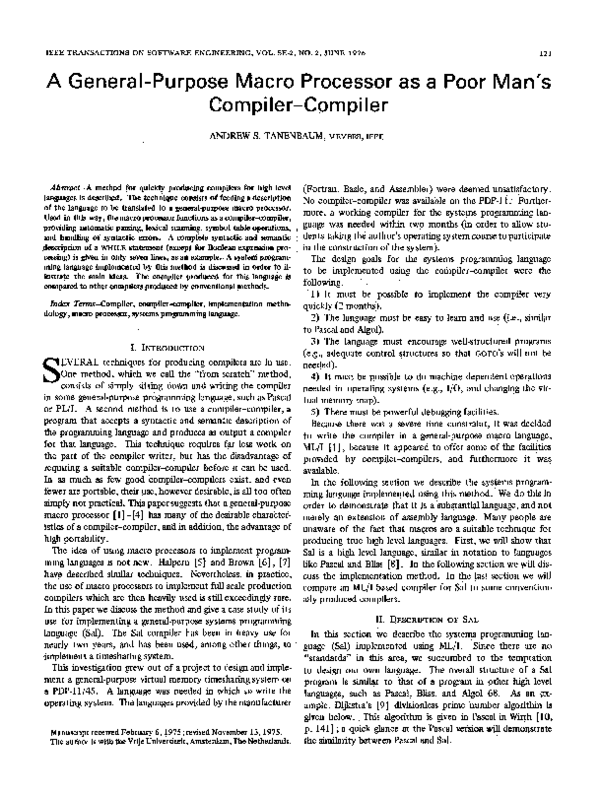 Pdf A General Purpose Macro Processor As A Poor Mans Compiler Compiler