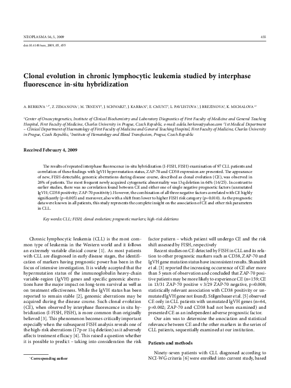 (PDF) Clonal evolution in chronic lymphocytic leukemia: Analysis of ...