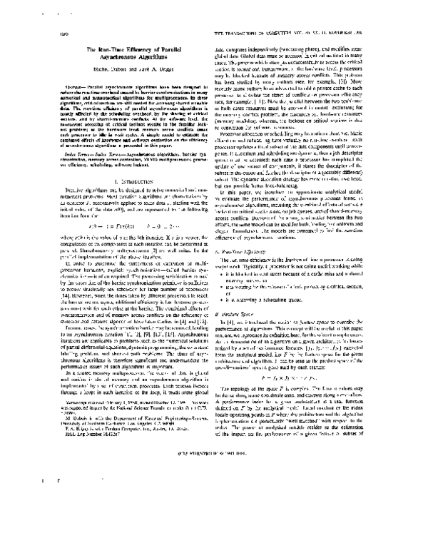Pdf The Run Time Efficiency Of Parallel Asynchronous Algorithms Faye Briggs