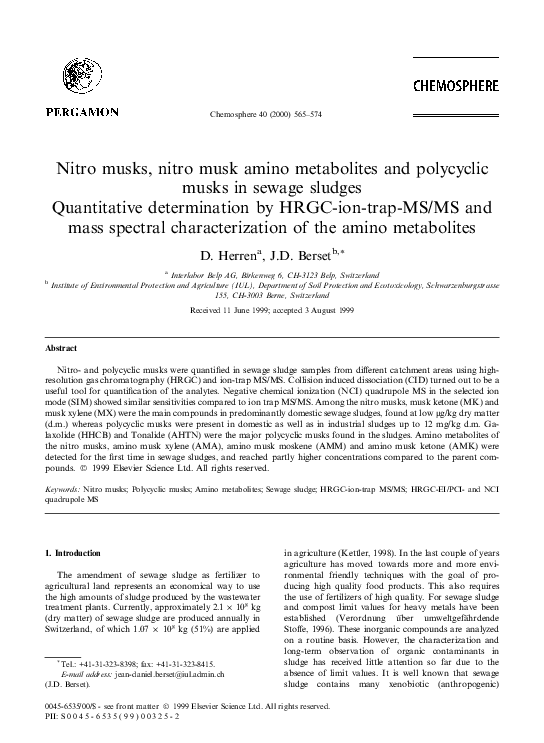 (PDF) Nitro musks, nitro musk amino metabolites and polycyclic musks in ...