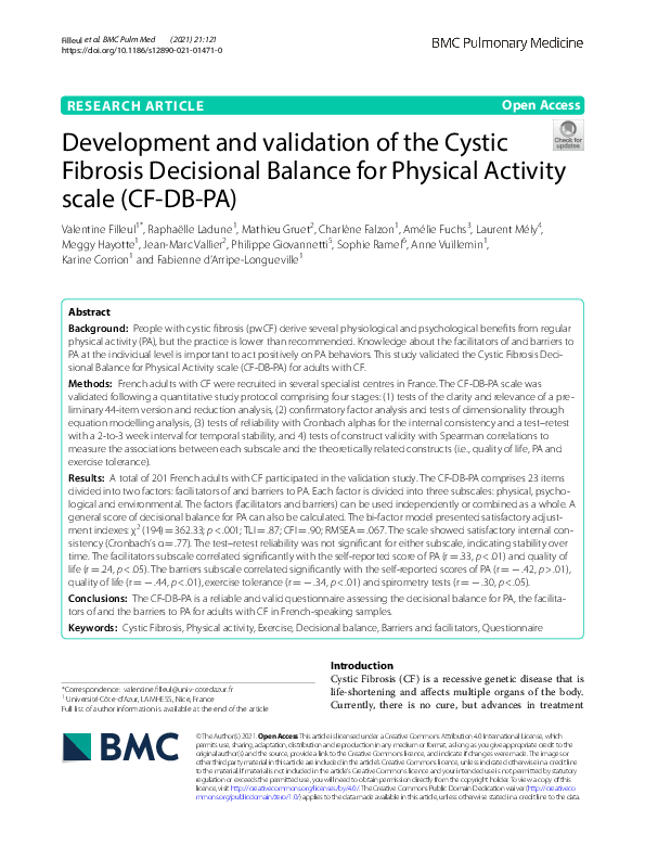 (PDF) Development and validation of the Cystic Fibrosis Decisional ...