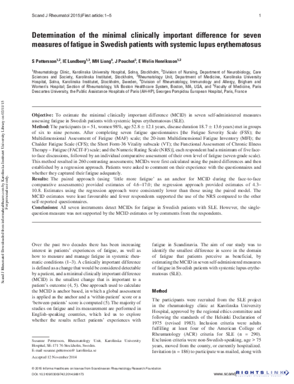 (PDF) Determination of the Minimal Clinically Important Difference in the FIM Instrument in ...
