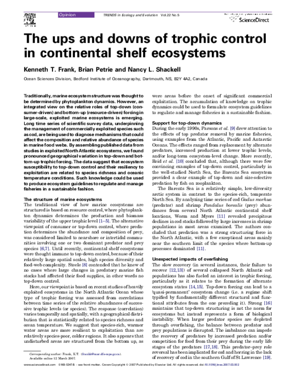 (PDF) The ups and downs of trophic control in continental shelf ...