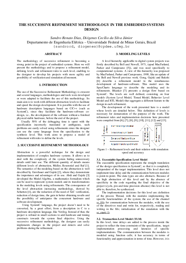 (PDF) The Successive Refinement Methodology in the Embedded Systems Design