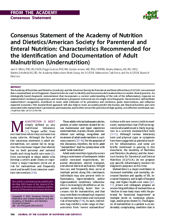 (PDF) Consensus Statement of the Academy of Nutrition and Dietetics ...
