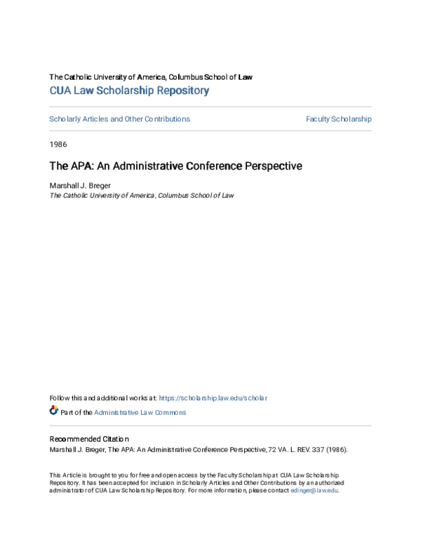 (PDF) The APA: An Administrative Conference Perspective