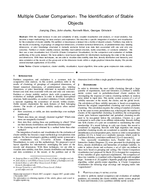 (PDF) Multiple Cluster Comparison:The Identification of Stable Objects
